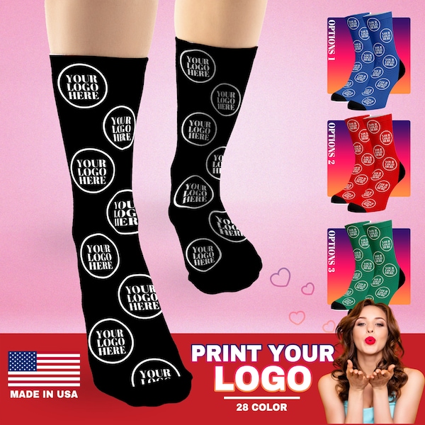 Custom Logo With Text Socks - Etsy