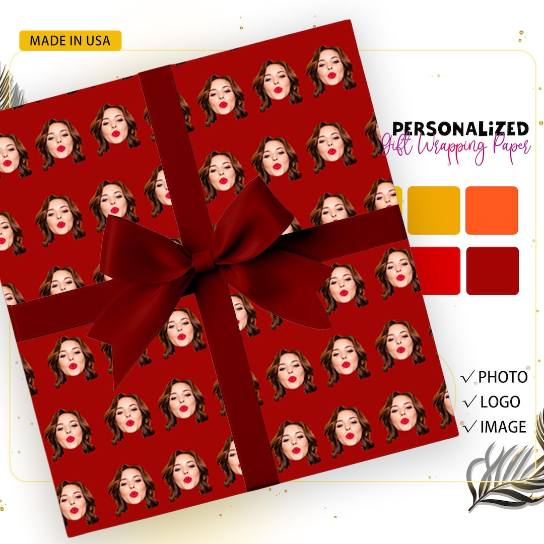 Custom Face Wrapping Paper Personliazed Christmas Gift Wrap Paper With ...