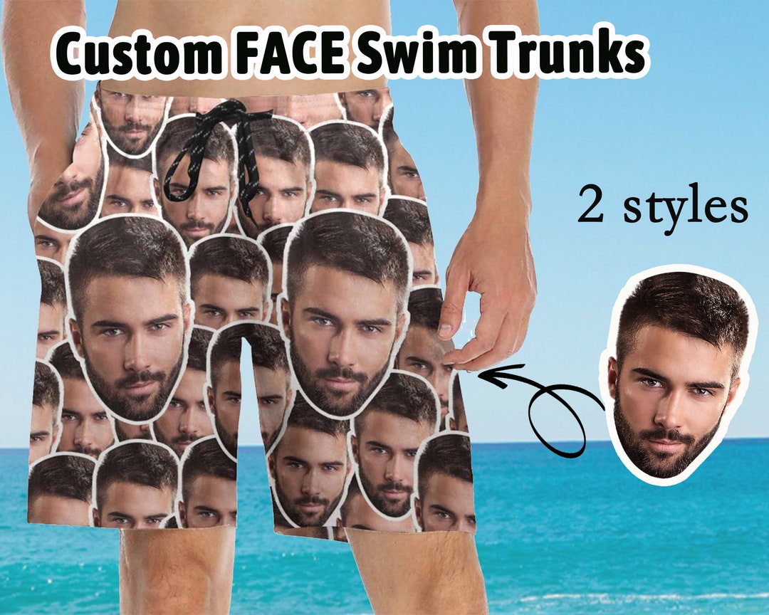 Custom Face Swim Trunks Photo Men Swim Shorts Personalized Swim Trunks ...