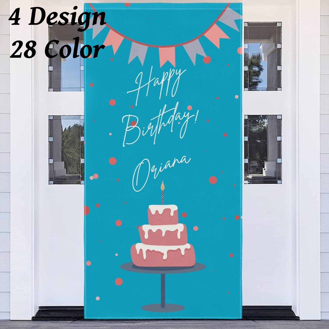Birthday Door Banner Custom Text Door Banner Personalized Porch Sign ...
