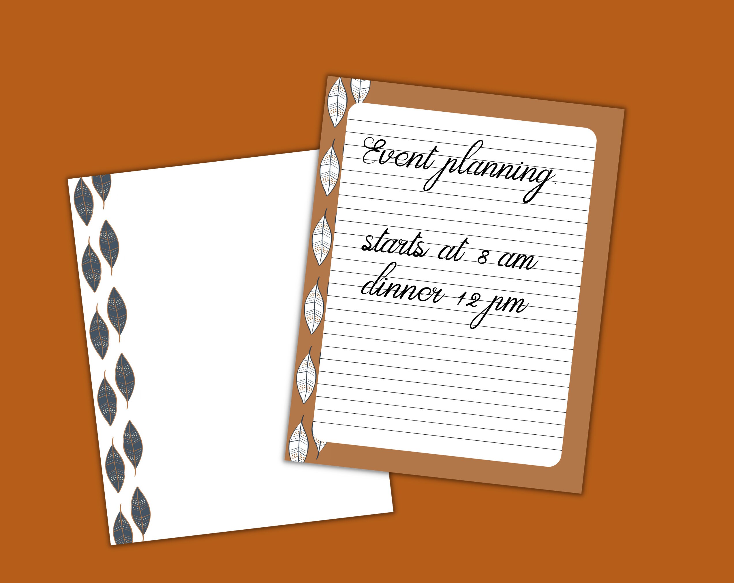 Printable Stationery Set Leaf Earthy Letter Writing Sheets Lined ...