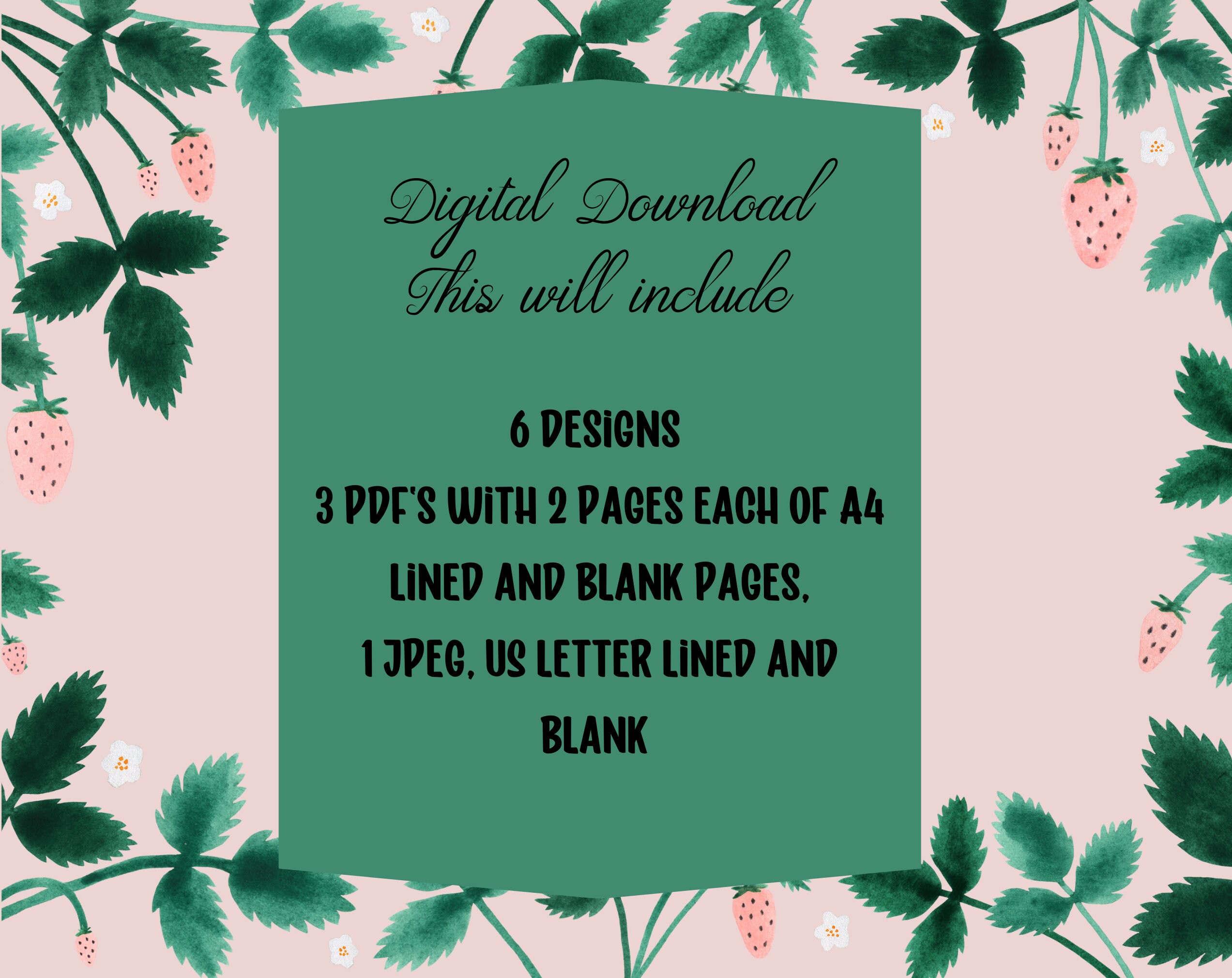 Printable Stationery Set Strawberry Writing Sheets Lined & Unlined A4 ...