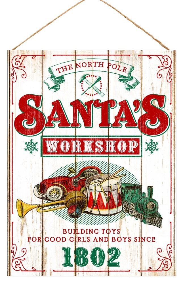 15.75h X 11.75l Santa's Workshop Sign - Etsy