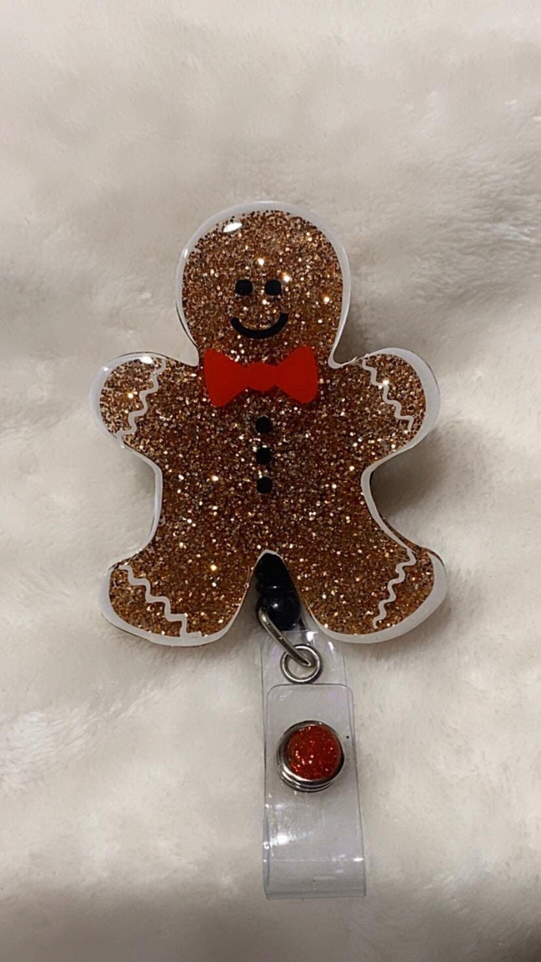 Glitter Gingerbread Man Badge Reel: Christmas ID Holder - Etsy