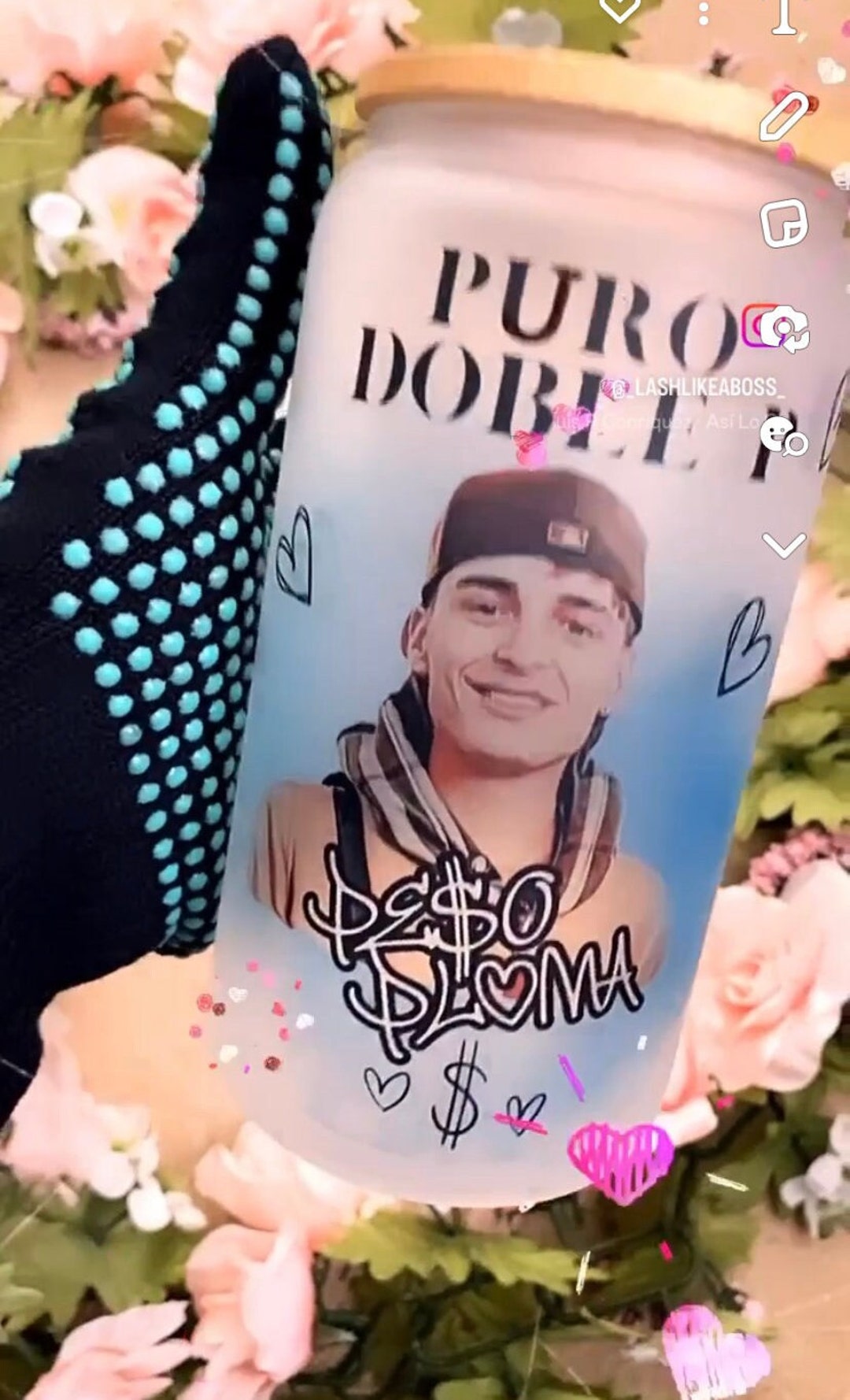 Frosted Glass Cup, 16oz, Peso Pluma, Gifts for Her, Gifts for Him ...