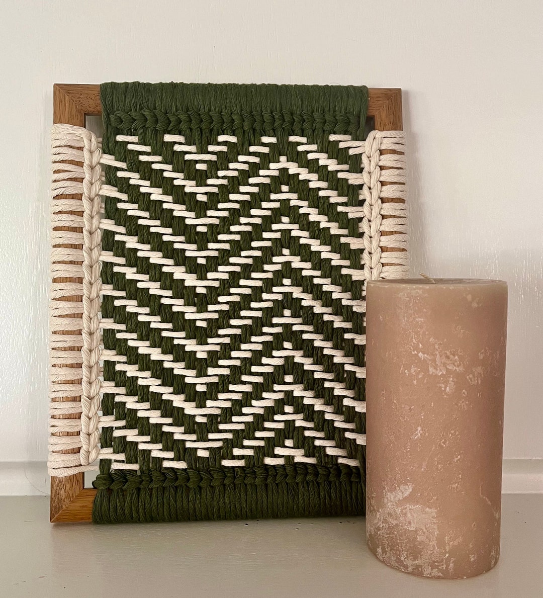 9x11 Inch Woven Picture Frame- Green and White Chevron Pattern - Etsy
