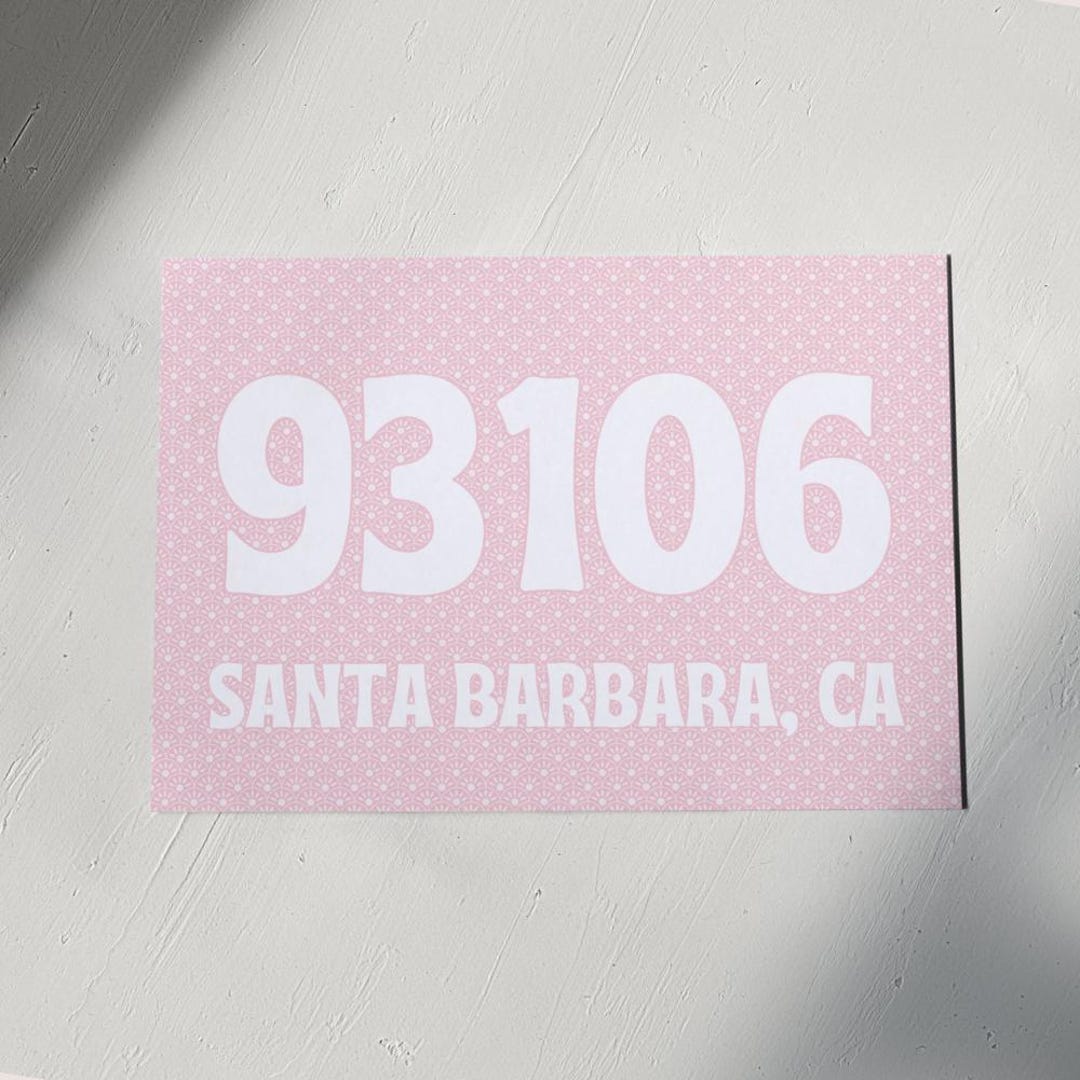 UCSB • 93106 Santa Barbara, CA • Pink Pattern College Poster • Girly ...