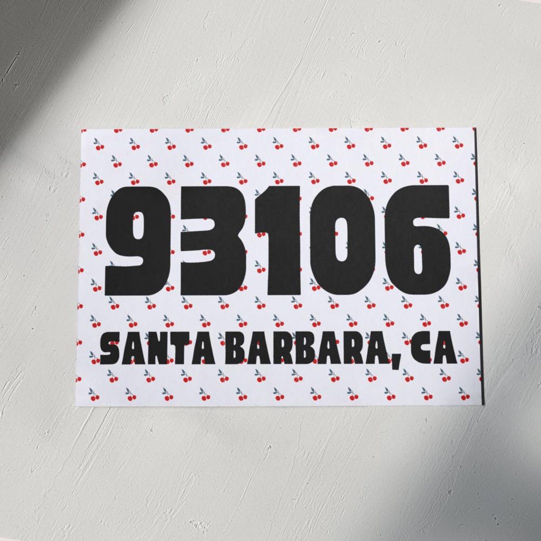 UCSB • 93106 Santa Barbara, CA • Cherry Print College Decor • Fruity ...