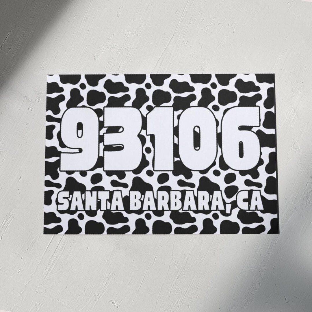 UCSB • 93106 Santa Barbara, CA • Cow Print College Wall Art • Western ...