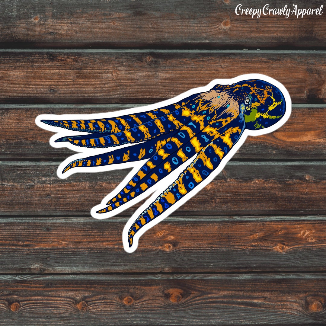 Octopus Sticker, Waterproof Octopus Sticker, Blue Ringed Octopus ...