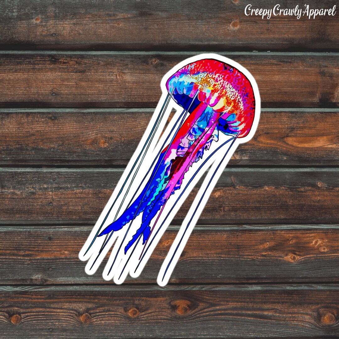 Jellyfish Sticker, Ocean Sticker, Fish Sticker, Vinyl Waterproof ...