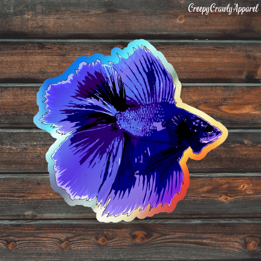 Purple Betta Fish Holographic Sticker, Fish Sticker, Vinyl Pet Betta ...