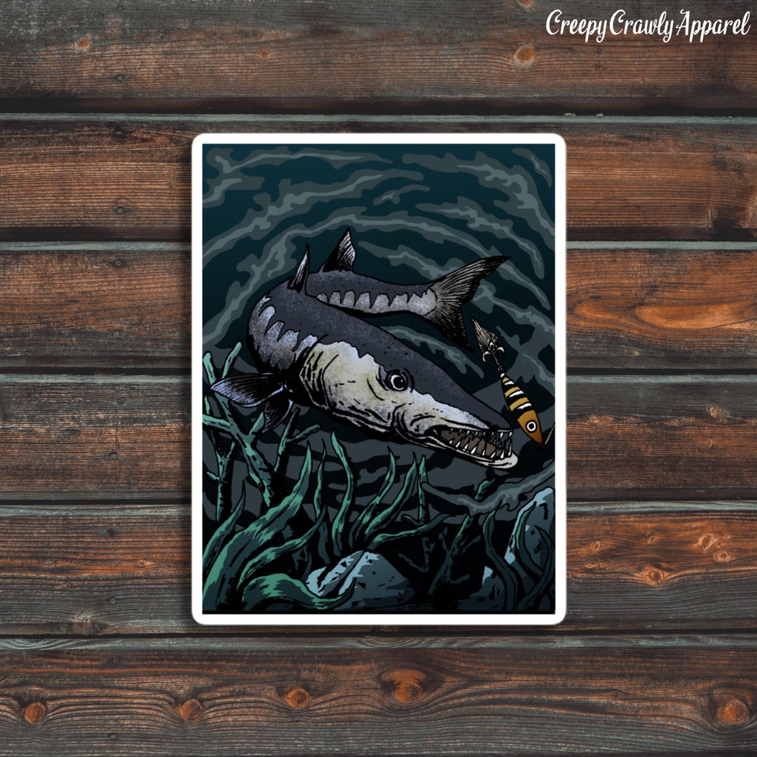 Barracuda Sticker, Fishing Sticker, Fish Sticker, Vinyl Waterproof ...
