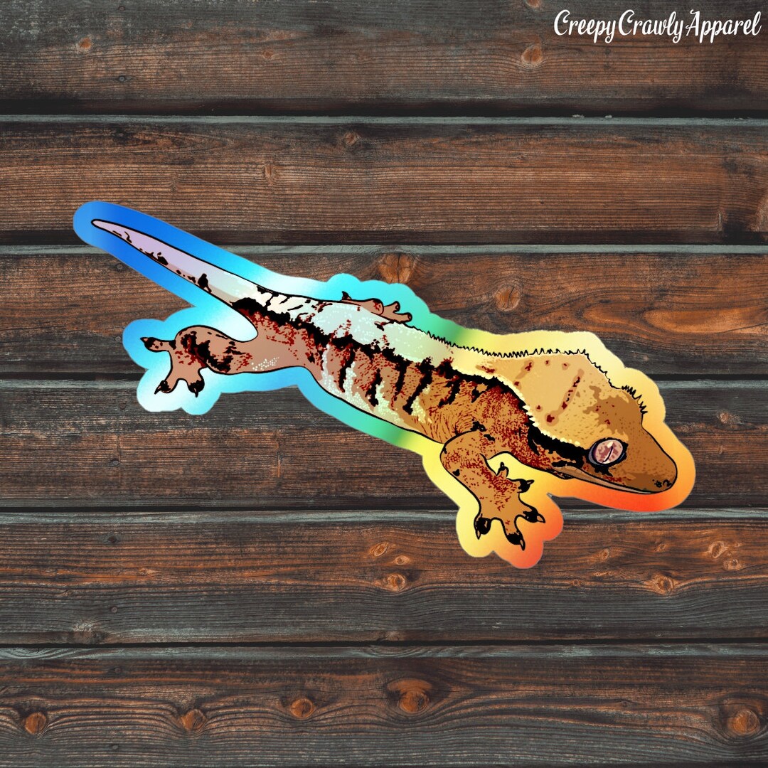 Crested Gecko Holographic Sticker, Reptile Sticker, Lizard Sticker ...