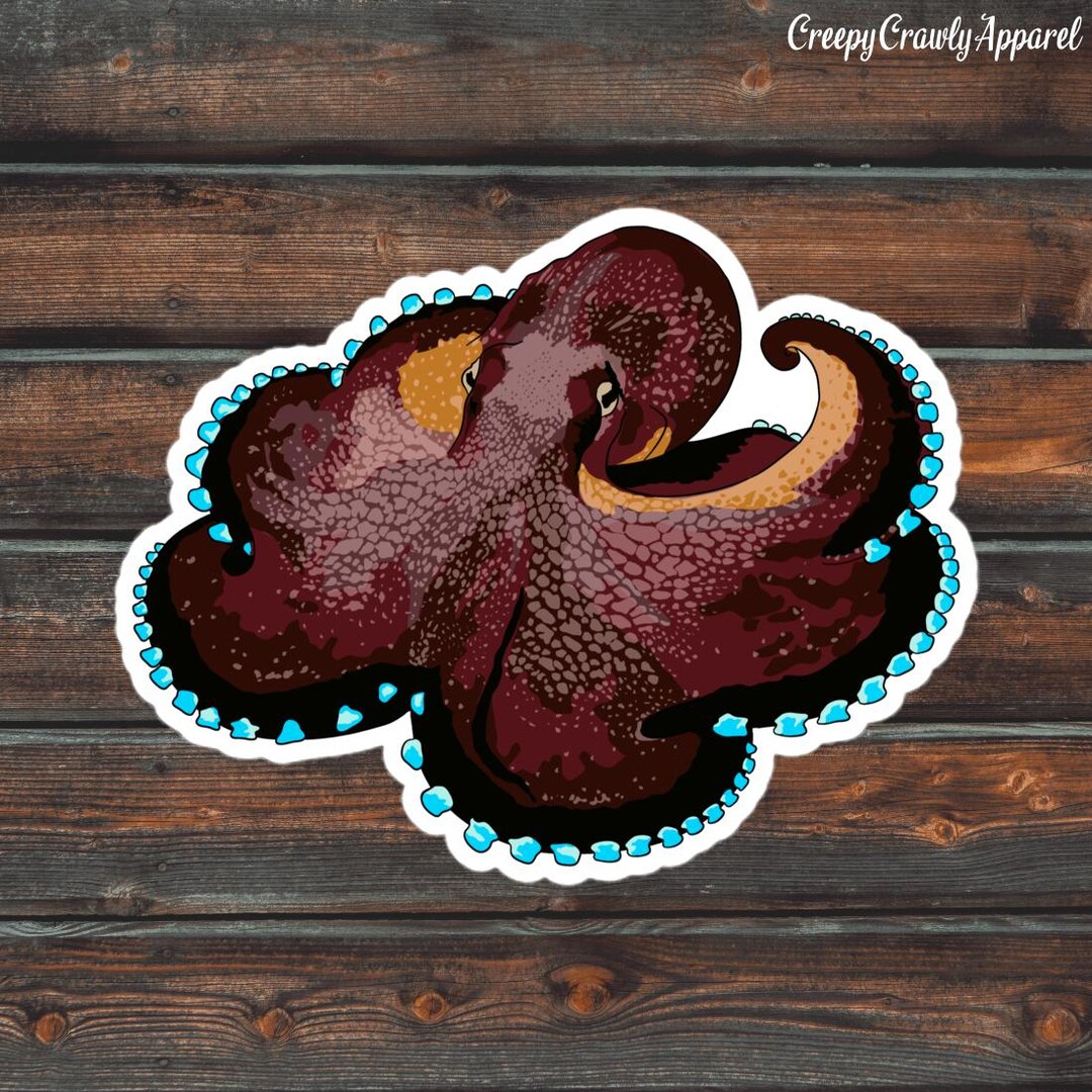 Octopus Sticker, Waterproof Octopus Sticker, Coconut Octopus Sticker ...