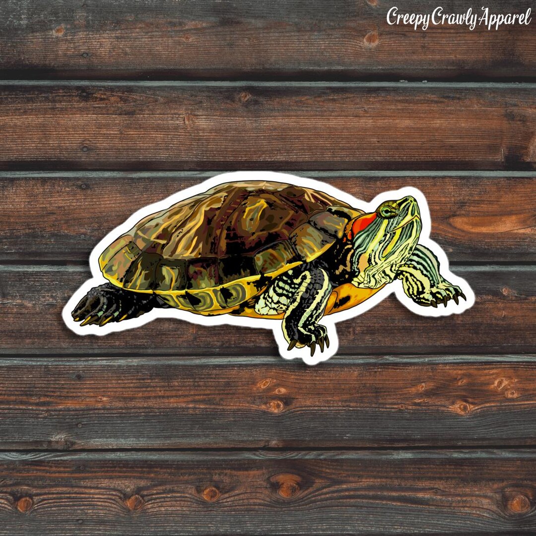 Red Ear Slider Sticker, Turtle Sticker, Reptile Sticker, Waterproof Pet ...