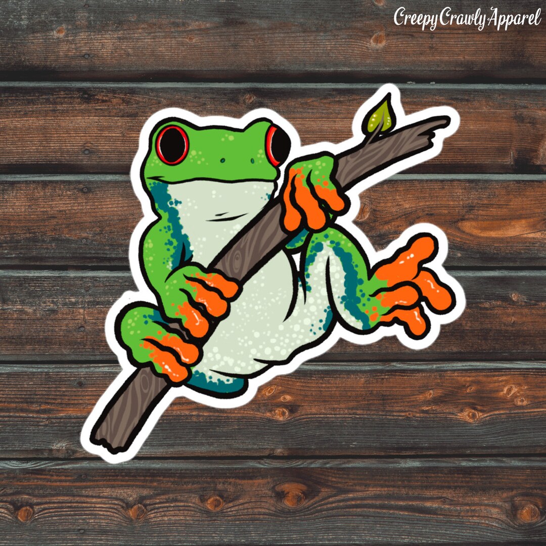 Red Eyed Tree Frog Sticker, Amphibian Sticker, Frog Sticker, Waterproof ...