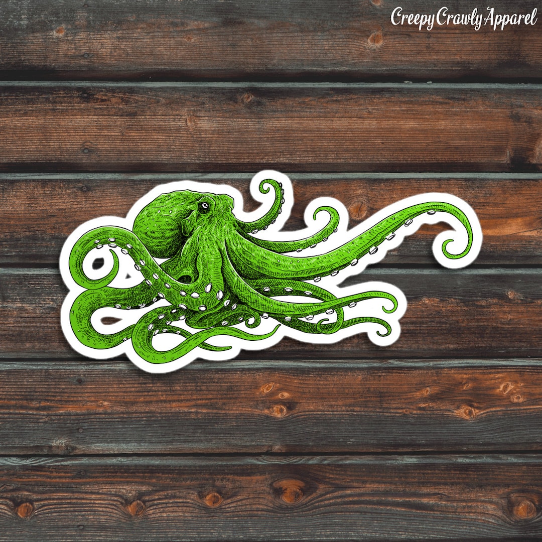 Lime Green Octopus Sticker, Ocean Sticker, Vinyl Waterproof Octopus ...