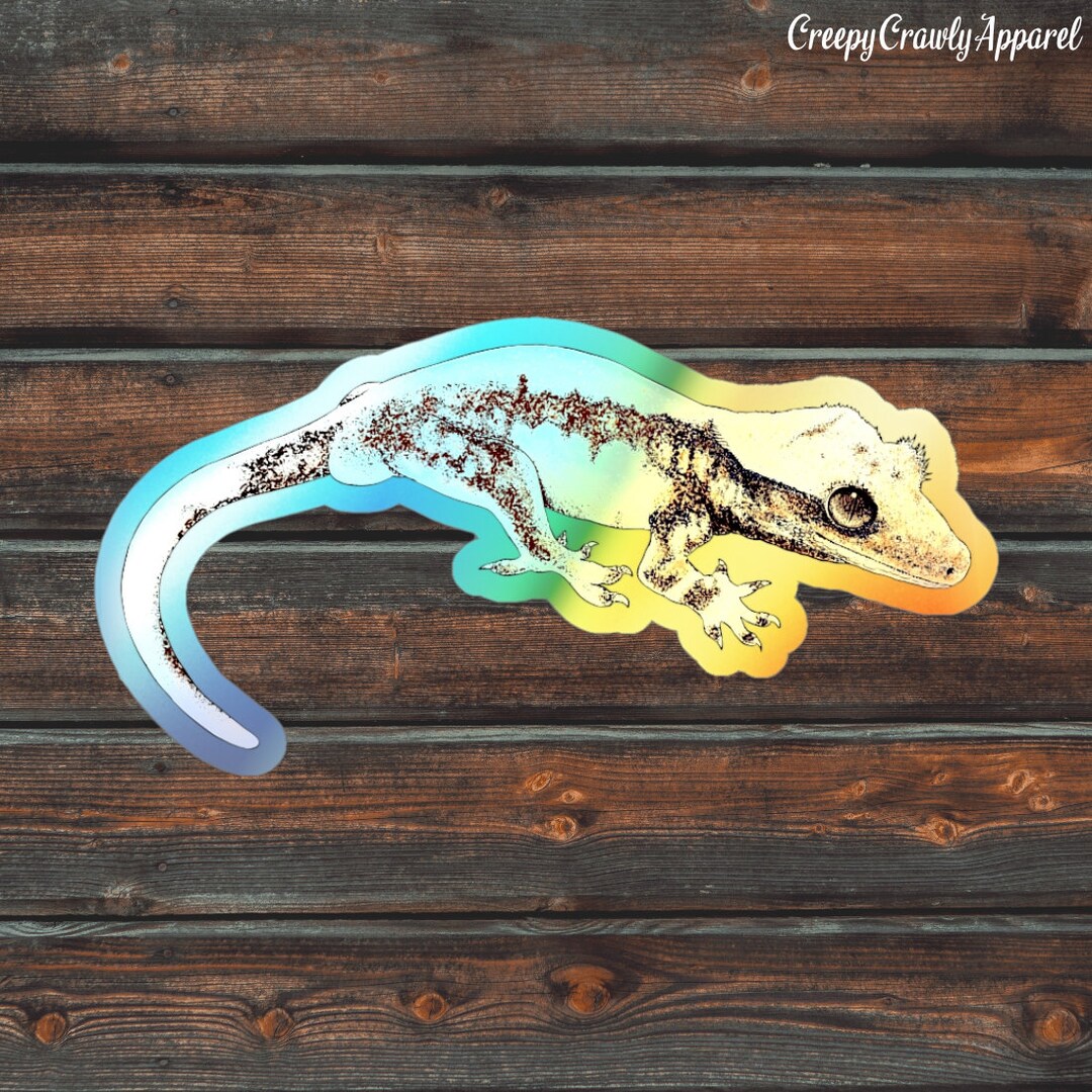 Lilly White Crested Gecko Holographic Sticker, Reptile Sticker, Lizard ...