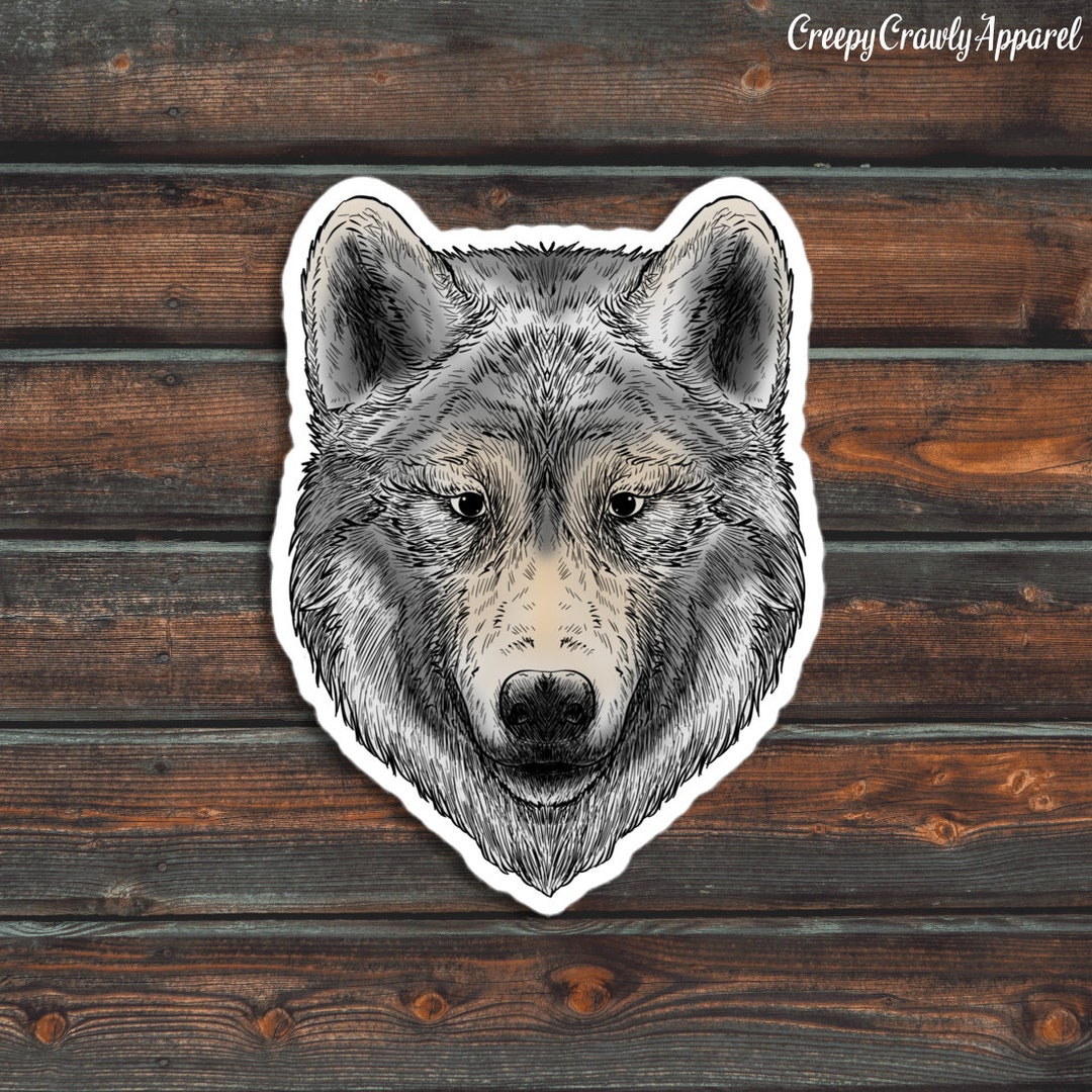 Grey Wolf Sticker, Wolf Sticker, Cute Wolf Sticker, Vinyl Waterproof ...