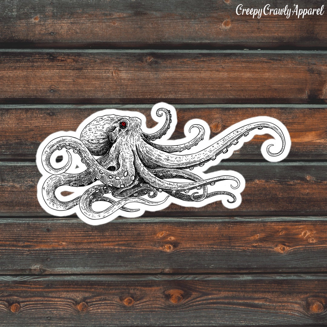 Red Eyed Octopus Sticker, Waterproof Octopus Sticker, Octopus Water ...