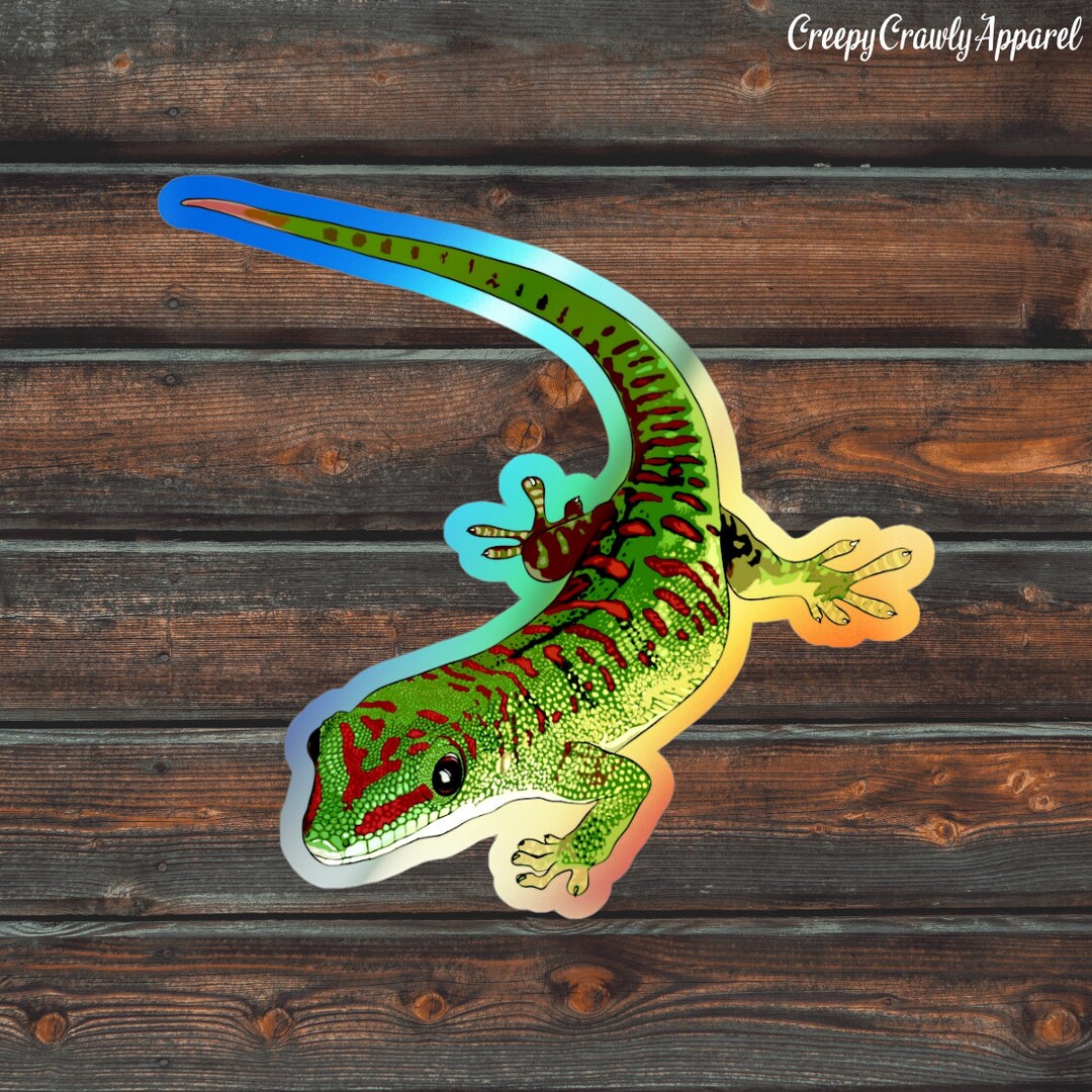 Day Gecko Holographic Sticker, Reptile Sticker, Lizard Sticker, Vinyl ...