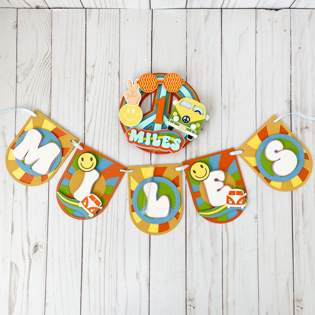 Groovy Birthday Banner, Two Groovy Birthday Party, 70s Birthday Banner ...