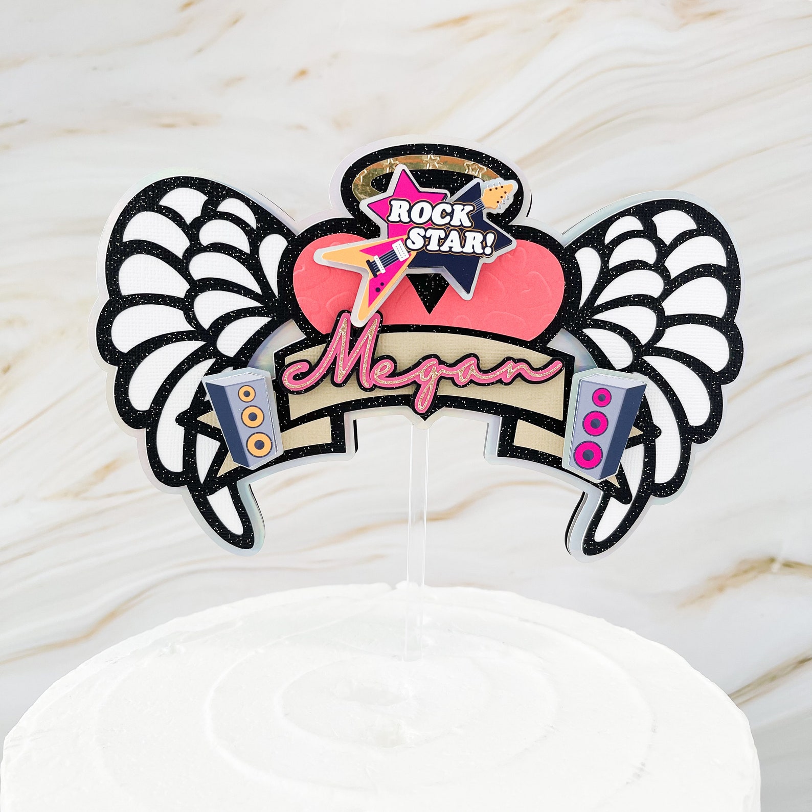 Guitar Cake Topper Rock And Roll Cake Topper Music Birthday Etsy