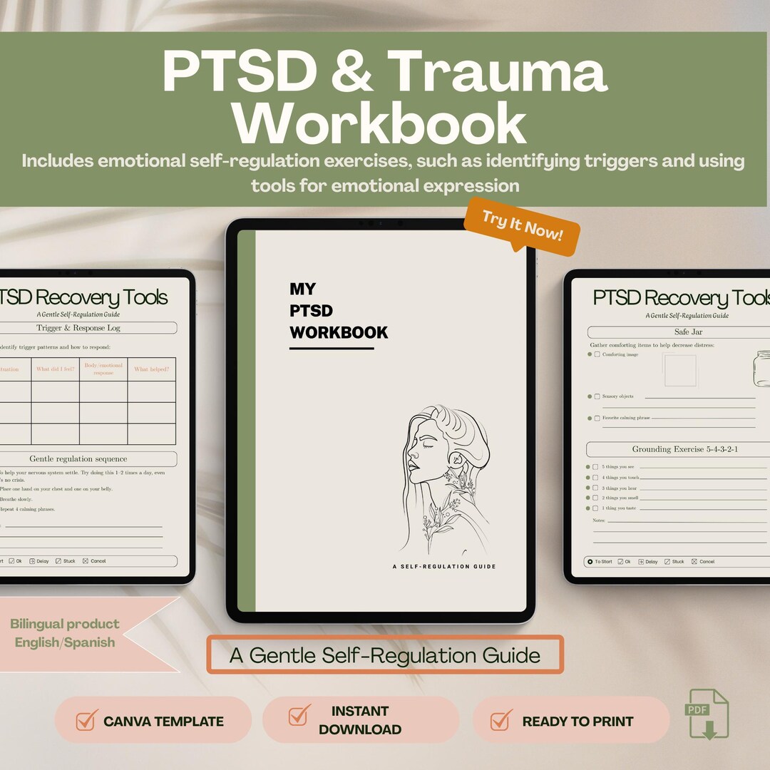 Ptsd Trauma Workbook, Ptsd Worksheets for Adults, Adult Therapy ...