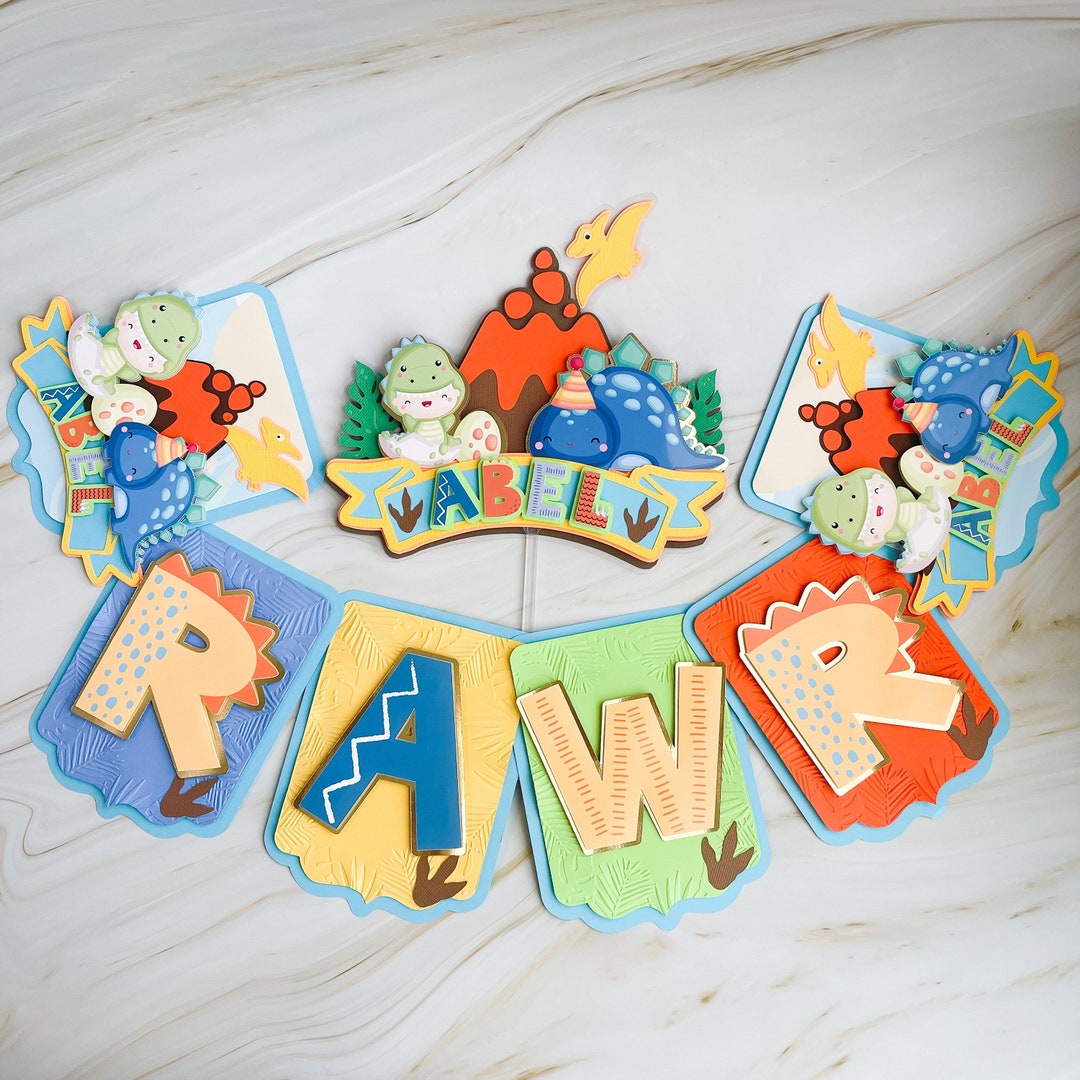 Dinosaur Cake Topper, Dinosaur Birthday Decorations, Three Rex Birthday ...