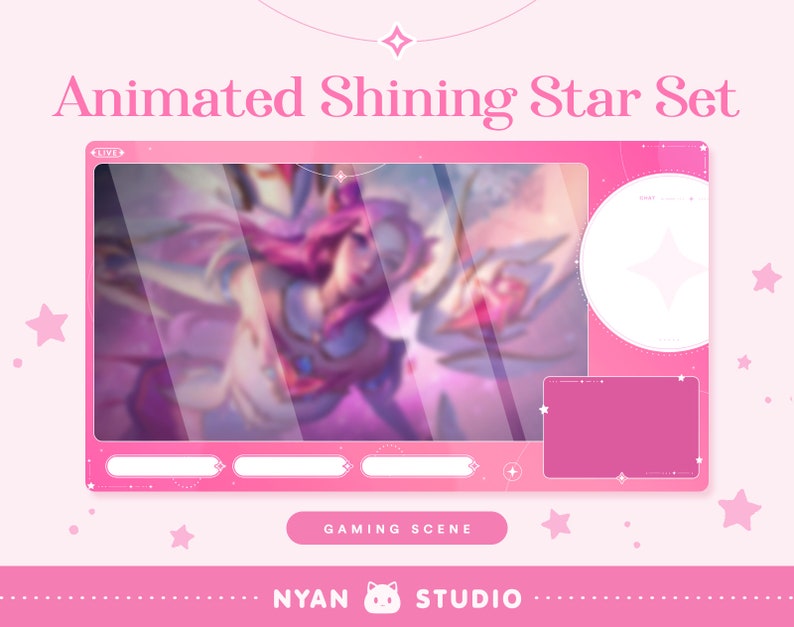 Shining Star Animated Overlay Set, Twitch Vtuber Streamer Pack ...