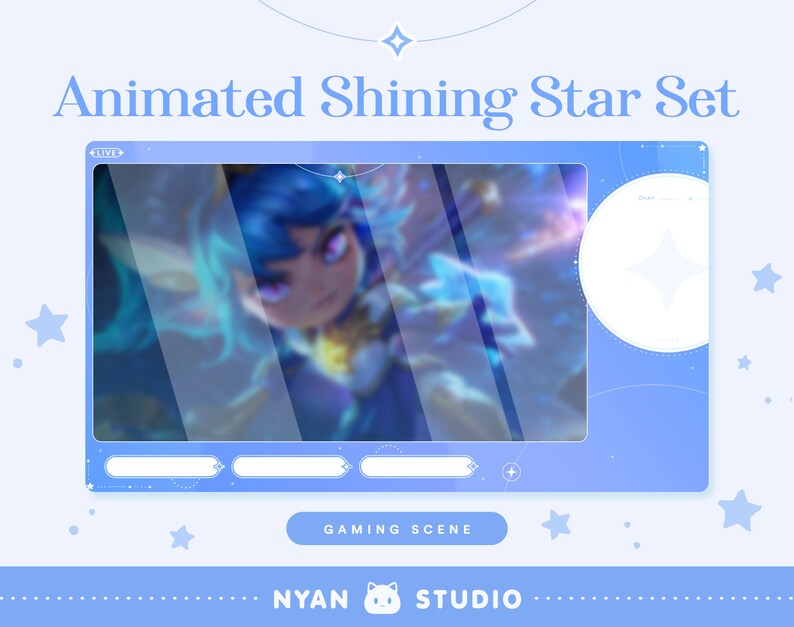 Shining Star Animated Overlay Set, Twitch Vtuber Streamer Pack ...