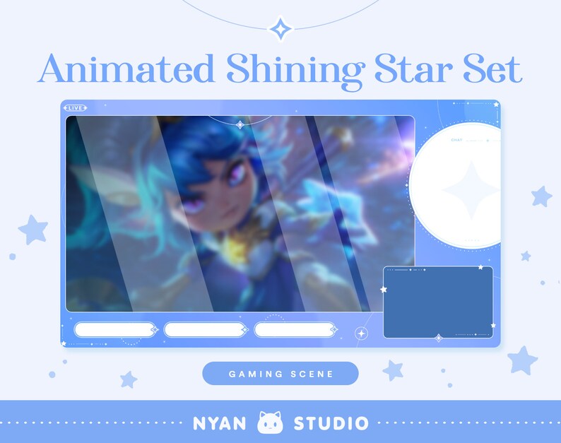 Shining Star Animated Overlay Set, Twitch Vtuber Streamer Pack ...