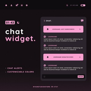 01:43 AM/PM Custom Chat Widget Simple Minimal Soft Cute Chatbox Alerts ...