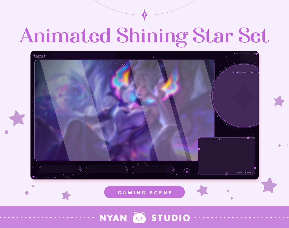 Shining Star Animated Overlay Set, Twitch Vtuber Streamer Pack ...