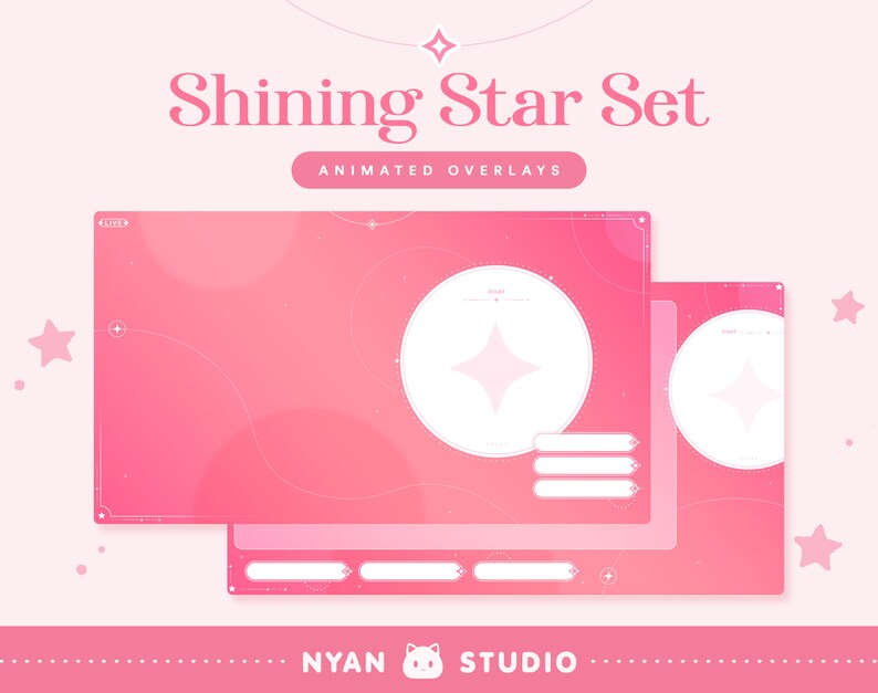Shining Star Animated Overlay Set, Twitch Vtuber Streamer Pack ...