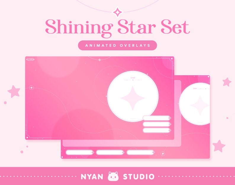 Shining Star Animated Overlay Set, Twitch Vtuber Streamer Pack ...