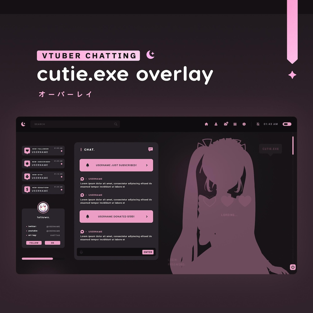 Cutie.exe Simple Minimal Soft Cute Chatting Overlay Set for Twitch Streams - Etsy