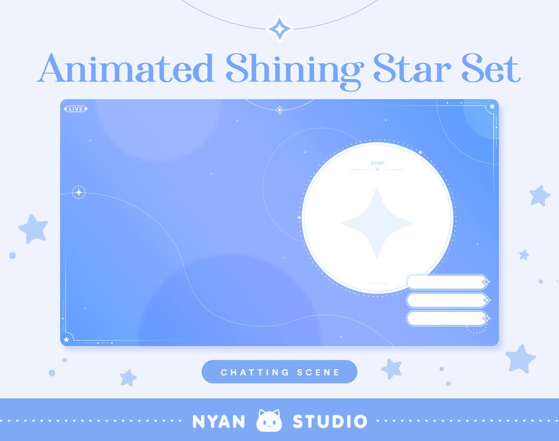 Shining Star Animated Overlay Set, Twitch Vtuber Streamer Pack ...