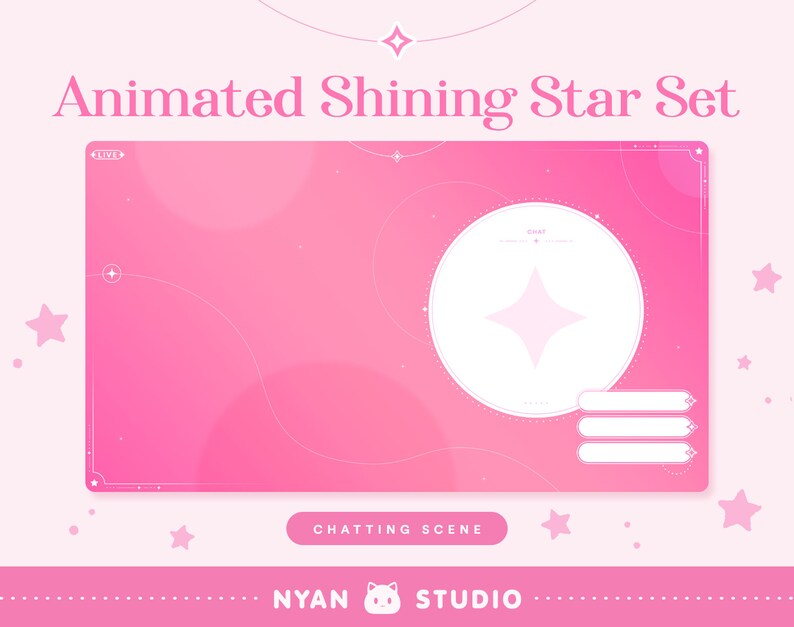 Shining Star Animated Overlay Set, Twitch Vtuber Streamer Pack ...