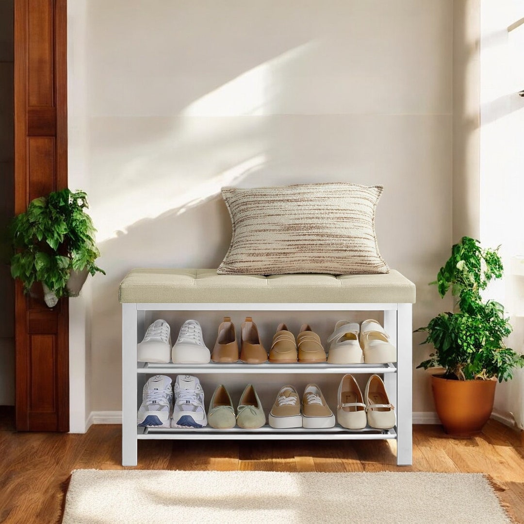 Shoe Bench, Storage Bench, Entryway Bench With Cushion, Shoe Shelf With ...