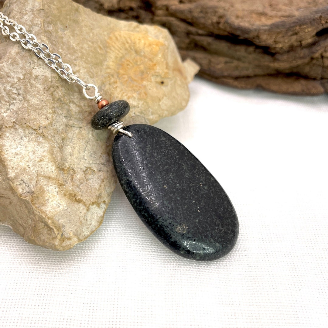 Worry Stone Cairn Pendant; Calming Natural Rock Necklace; Smooth Stone ...