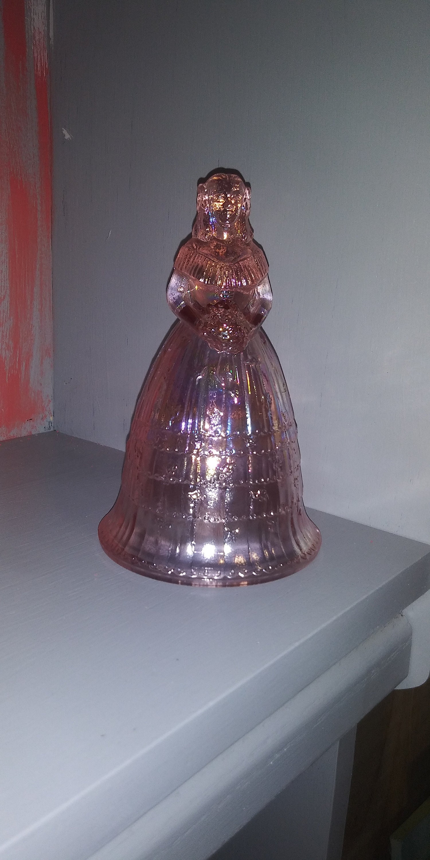 Lenox Imperial Pink Carnival Glass Colonial Girl Bell Etsy
