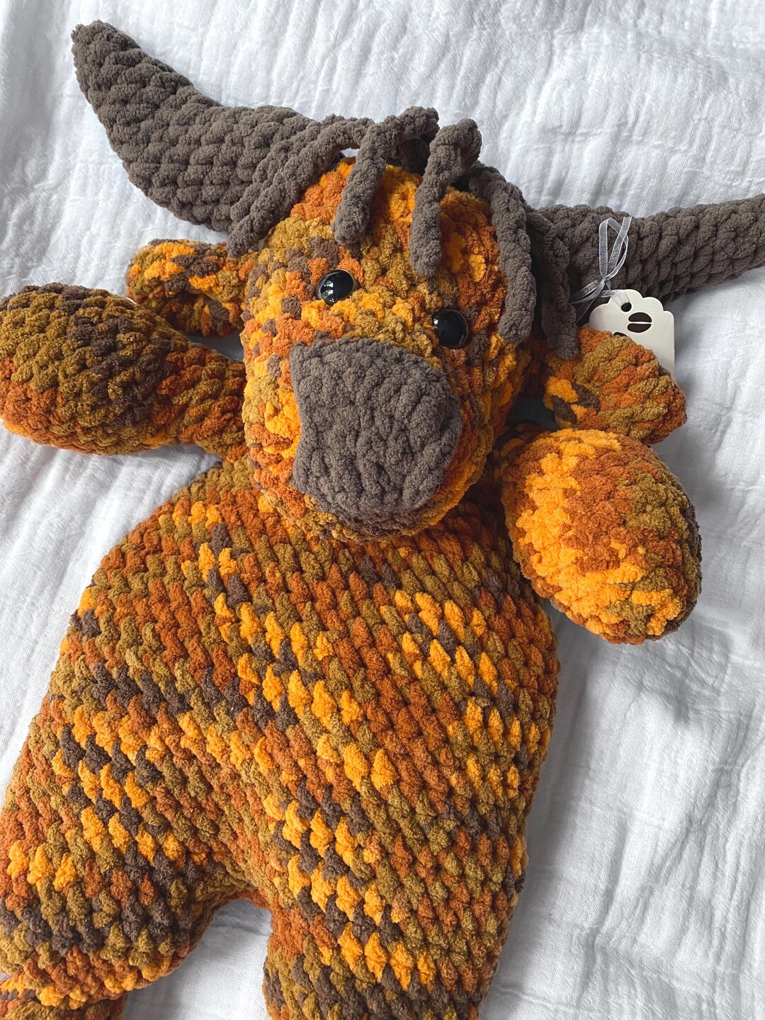 Yak Large Cozy Snuggler- 2 Foot Long Hand Crocheted Stuffed Animal- 1 ...