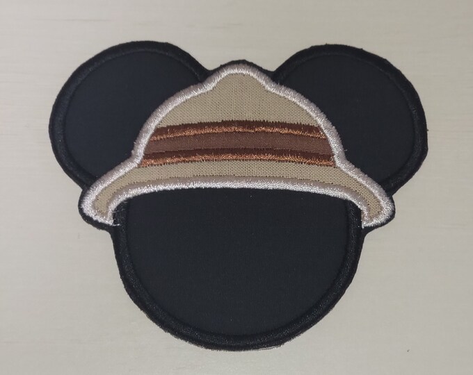 Mickey Ears Safari Hat DIY 4 Inch Iron on Embroidered Applique - Etsy