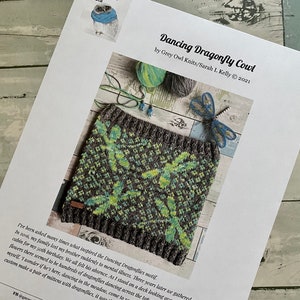 KNITTING PATTERN/DANCING Dragonfly Cowl/colourwork Scarf Fair Isle ...