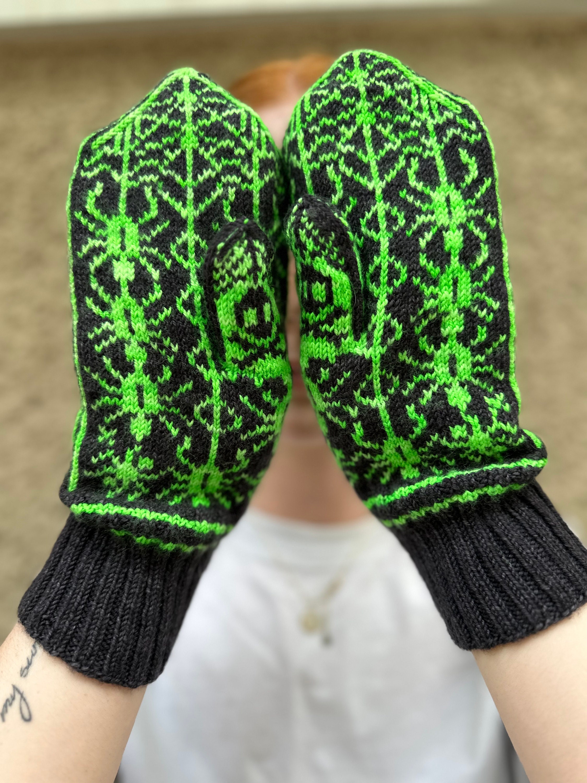 Spooky Bogeyman Mitten Knitting Pattern: Halloween Design (PDF Pattern ...