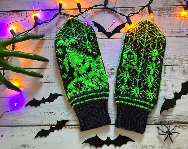 Spooky Bogeyman Mitten Knitting Pattern: Halloween Design (PDF Pattern ...