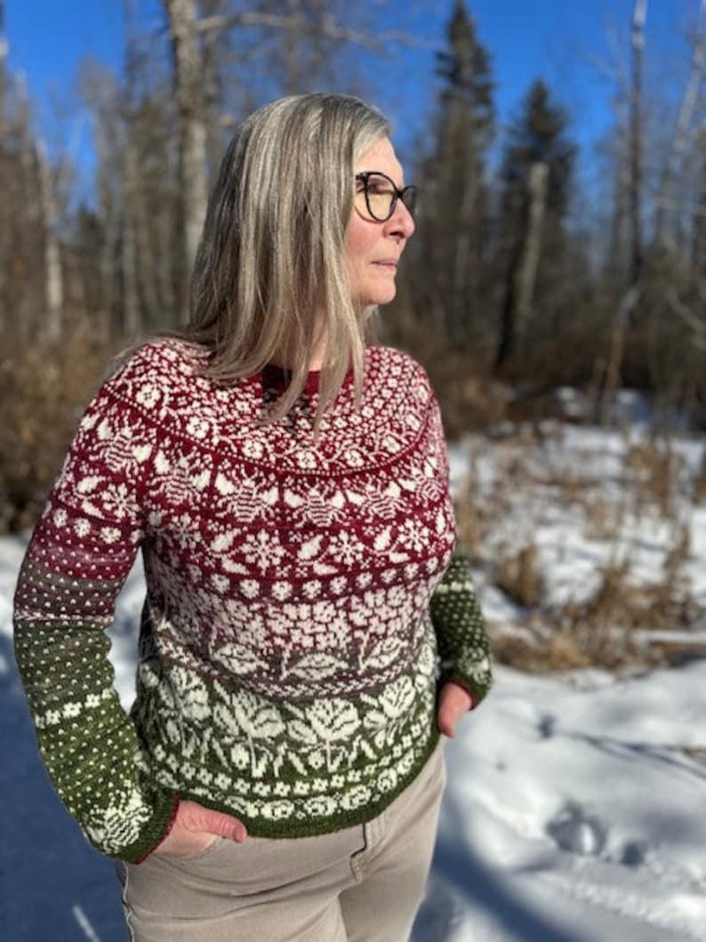 KNITTING Pattern/choose Your Own Garden Sweater/ Fair Isle/ Adult ...