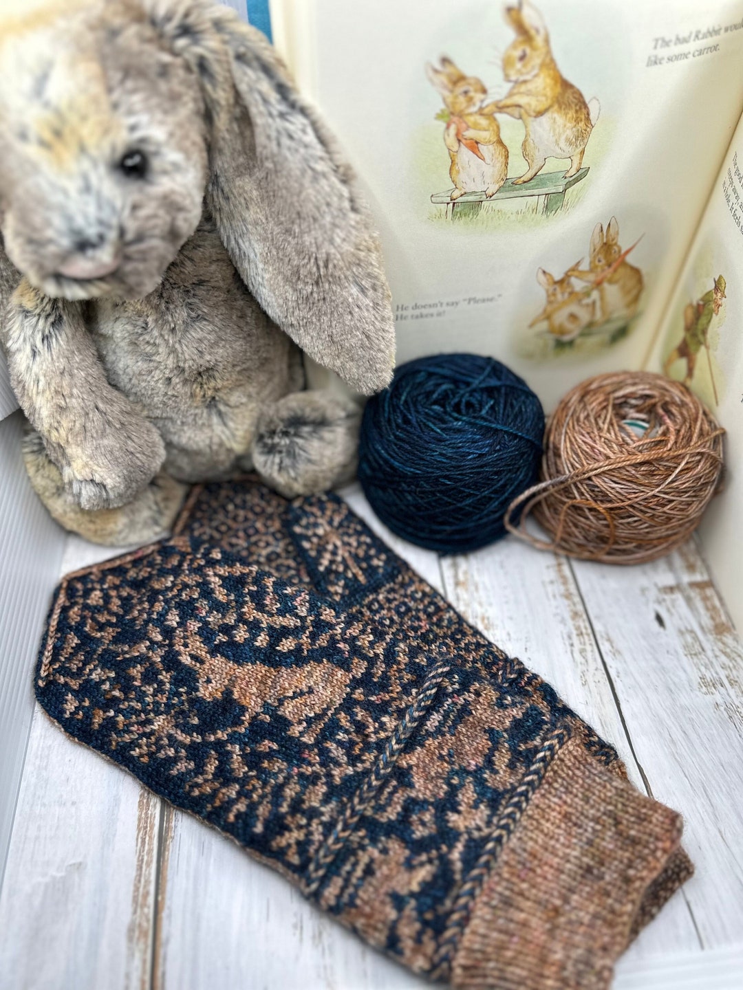 KNITTING PATTERN/ Bunny Wishes Mitten/ Adult/ Warm Mittens/ Rabbits ...